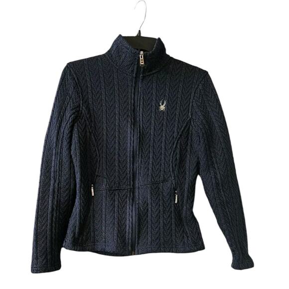 Spyder | Jackets & Coats | Spyder Jacket Womens Medium Blue Cable Knit ...